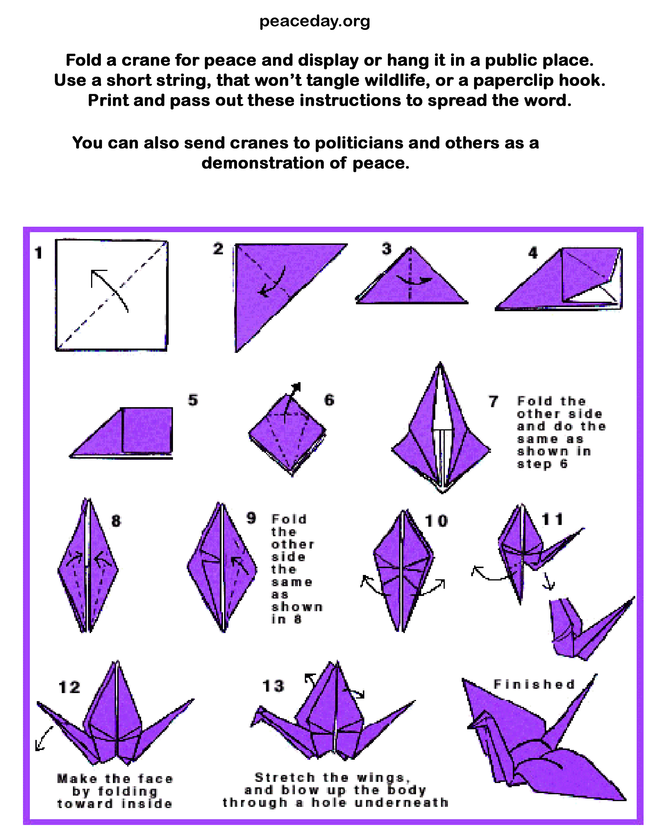 Printable Origami Crane Instructions Printable Origami Crane Instructions